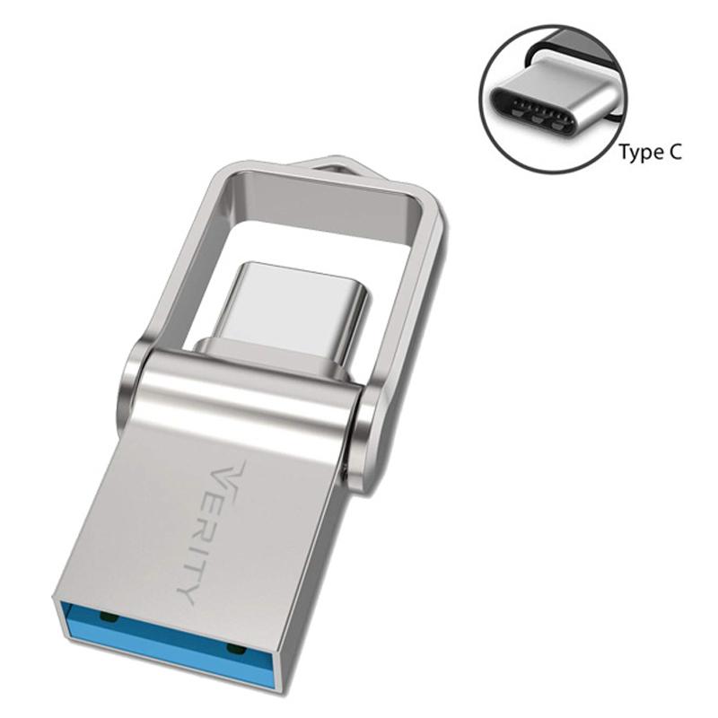 فلش وریتی 128G گیگابایت USB 3.0 مدل Verity O512 Type-C فلش Otg تایپC